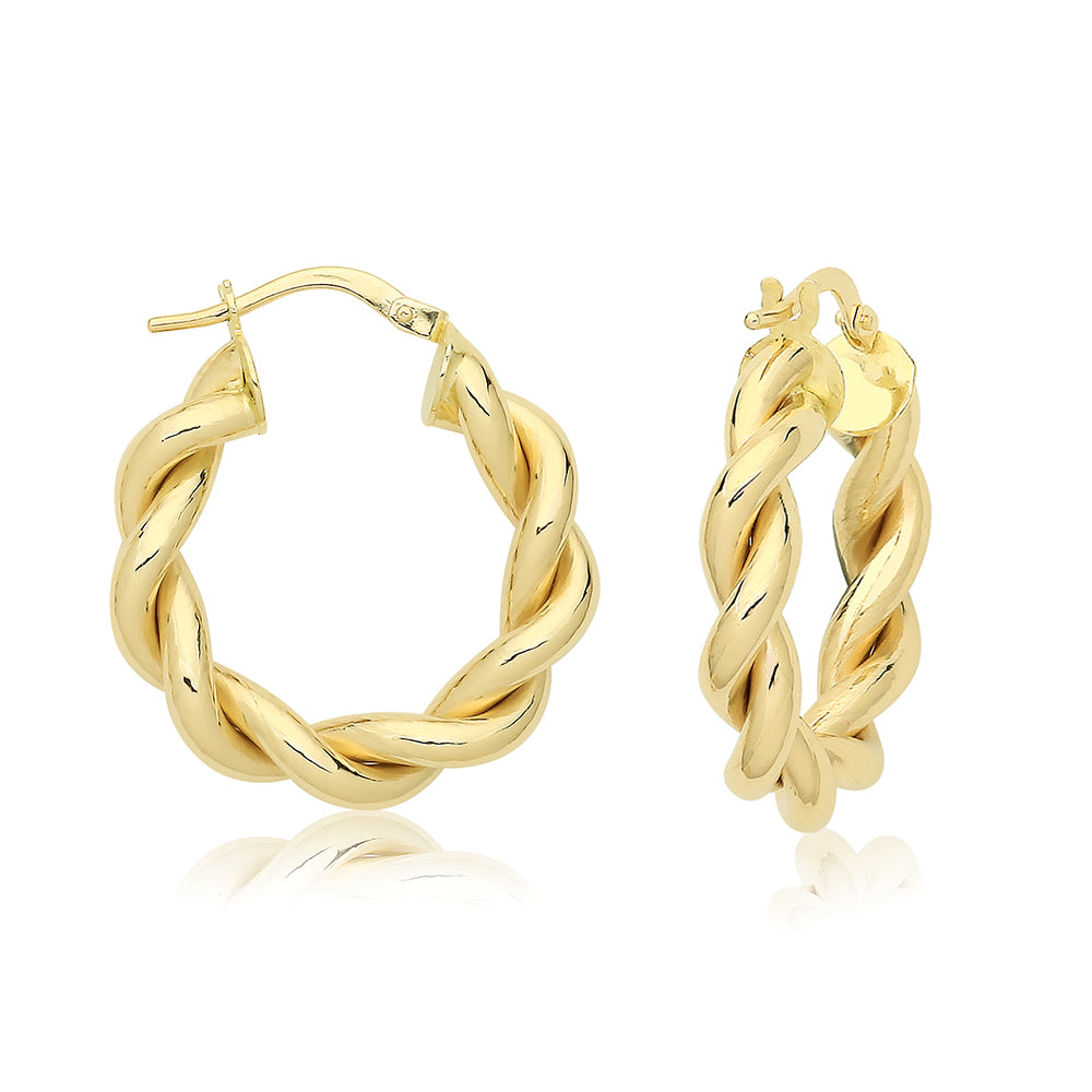 9ct Gold Rope Twist Hoop Earrings – Bijou Jewellery