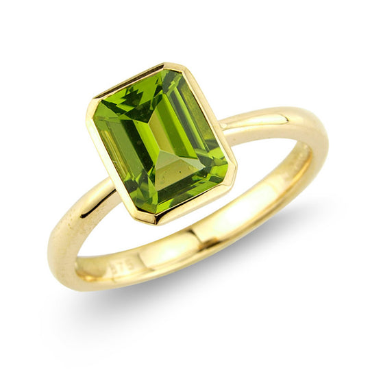 9ct Gold Octagonal Peridot Ring – Bijou Jewellery